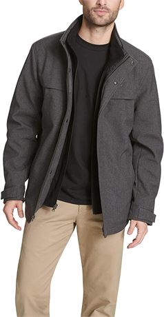BintimeDirect - Dockers Men's Dwight Soft Shell Bib Jacket - XL - Charcoal